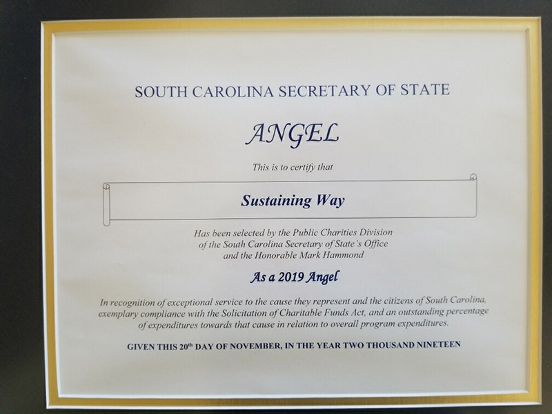 2019 SC Secretary of State Angel Award Recipient – Sustaining Way